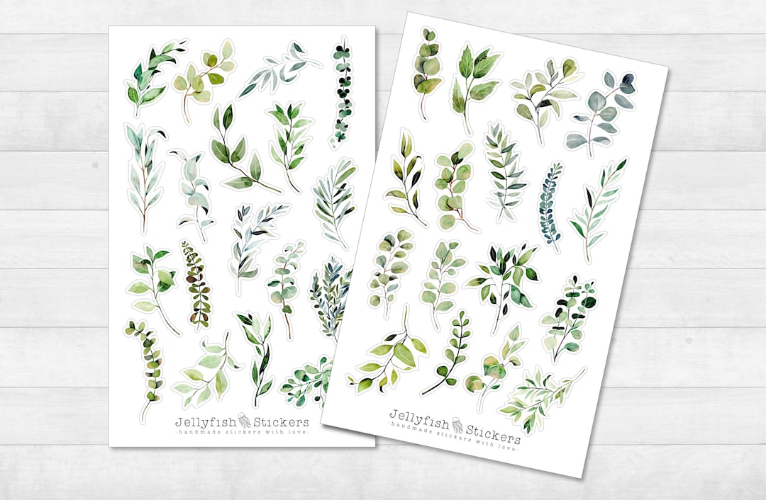 Leaves and Plants Sticker Set - Floral Stickers, Journal Stickers ...
