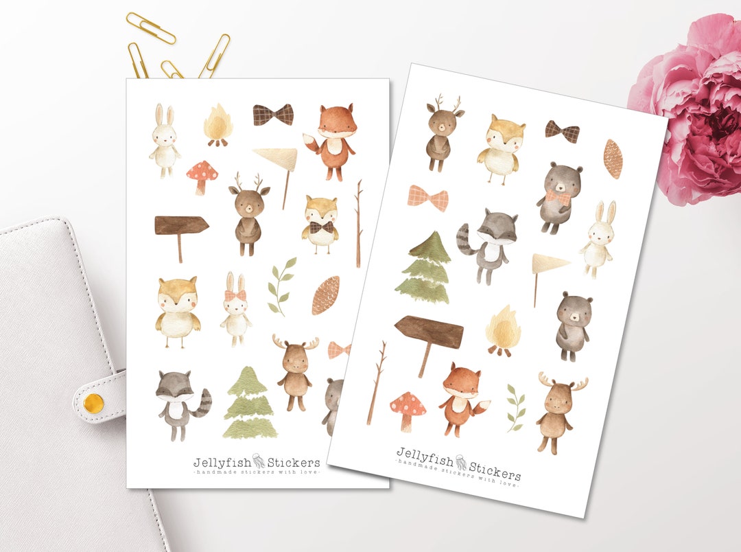 Forest Animals Sticker Set - Journal Stickers, Planner Stickers, Cute ...