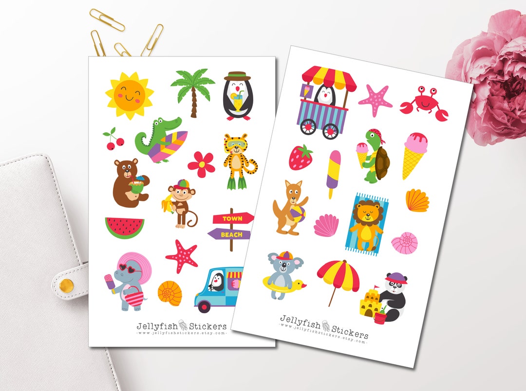 Beach Animals Sticker Set Cute Stickers Journal Stickers Animals ...