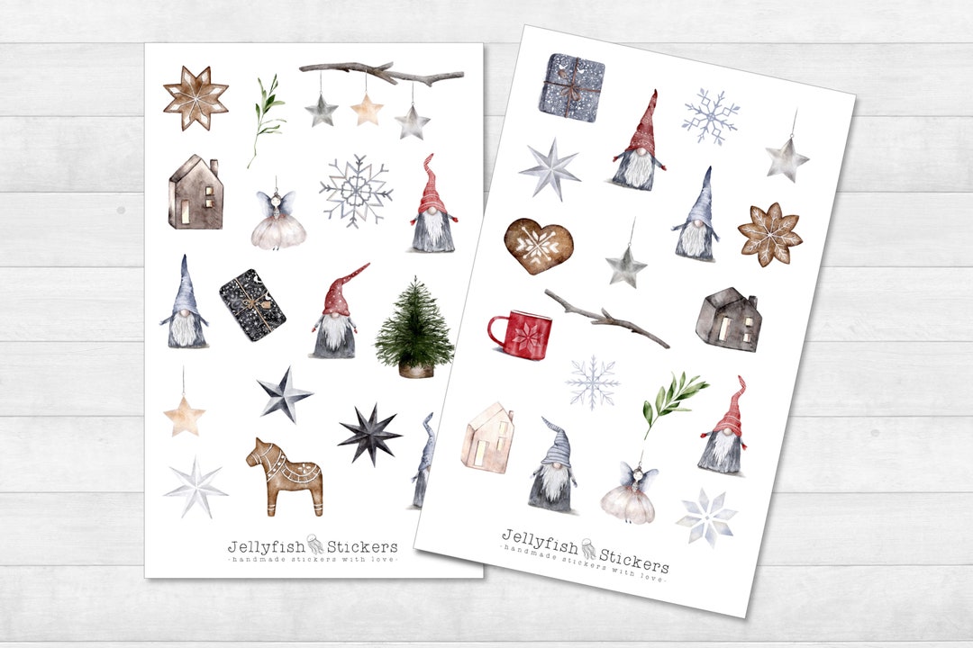 Winter Gnome Sticker Set - Journal Stickers, Planner Stickers, Holiday ...