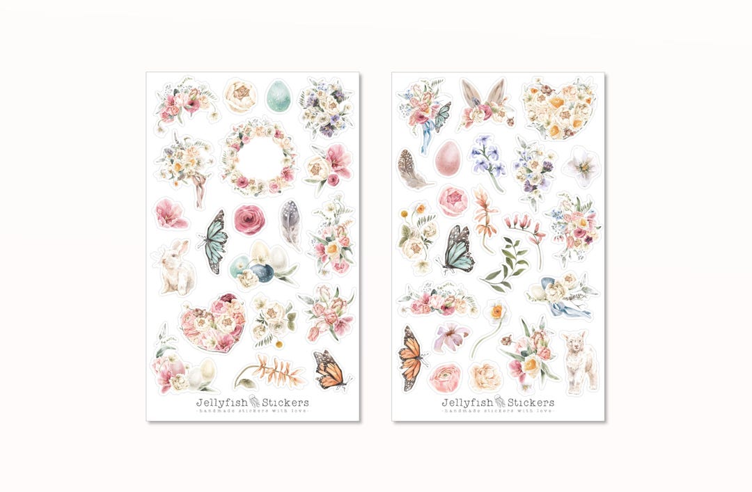 Flowers and Animals Sticker Set - Journal Stickers, Planner Stickers ...