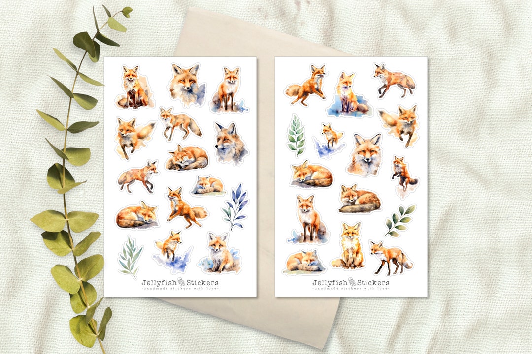 Fuchs Sticker Set Aufkleber, Sticker Tiere, Füchse, Wald, Natur ...