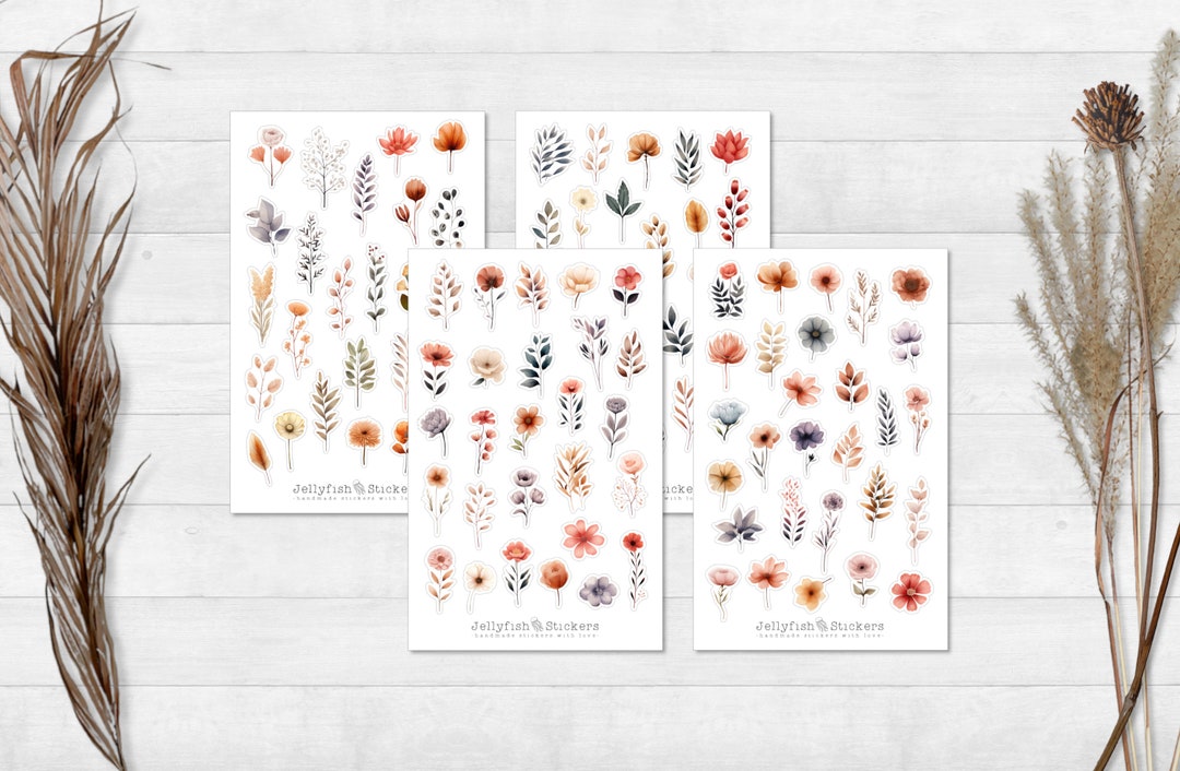 Flower Sticker Set Journal Stickers, Stickers Nature, Forest, Spring ...