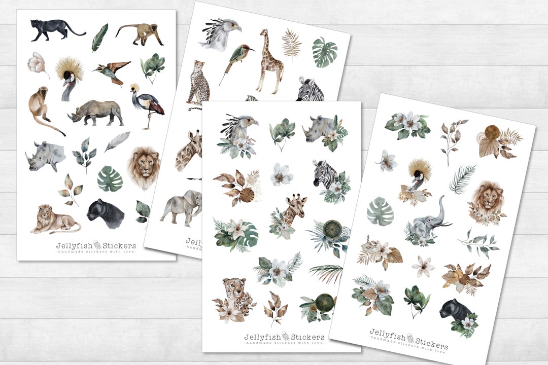 Jungle Animals Sticker Set Journal Stickers, Stickers Lion, Animals ...