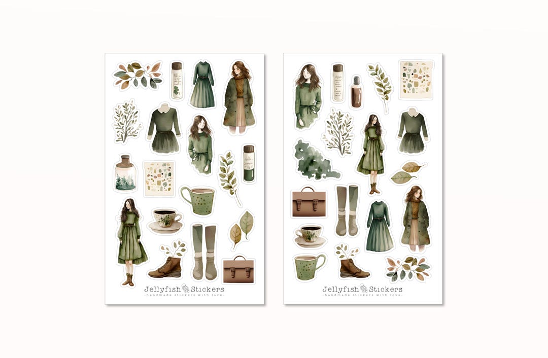 Forest Green Sticker Set - Stickers, Journal Stickers, Planner Stickers ...