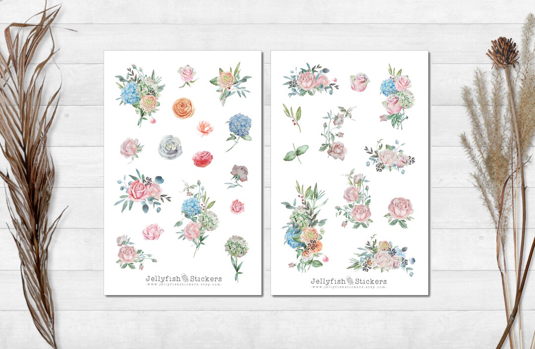 Bright Flower Sticker Set Floral Stickers Journal Stickers Flower ...