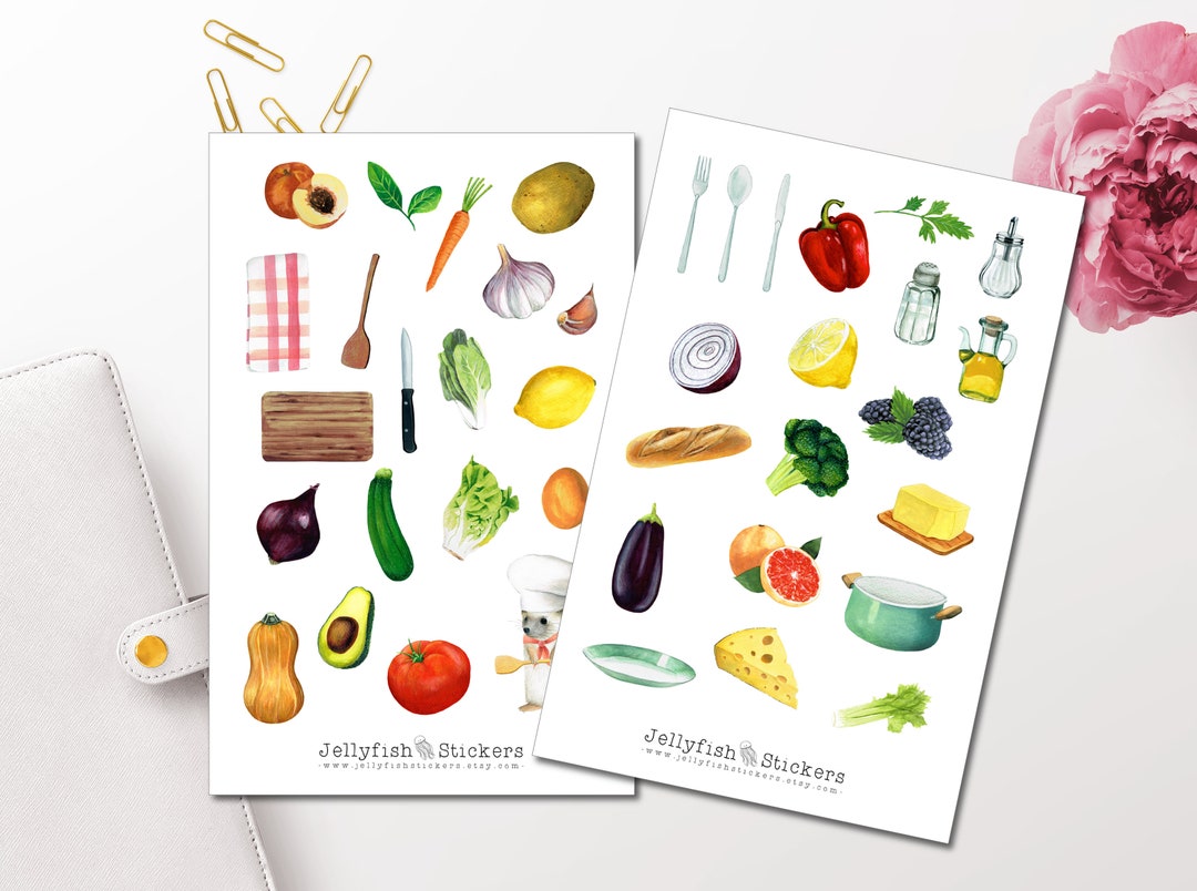 Cooking Sticker Set - Sticker Cookbook, Journal Sticker, Fruit and ...