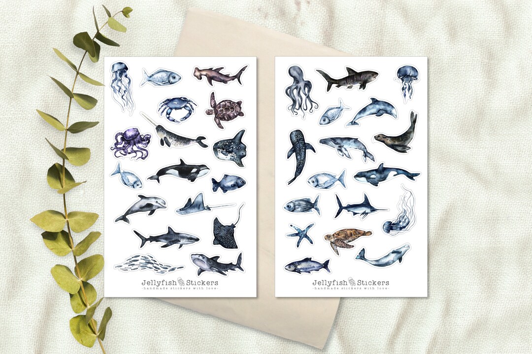 Sea Animals Sticker Set Sea Stickers, Journal Stickers, Maritime ...