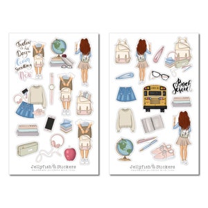 Girls School Sticker Set - Journal Stickers, Planner Stickers, Girls ...