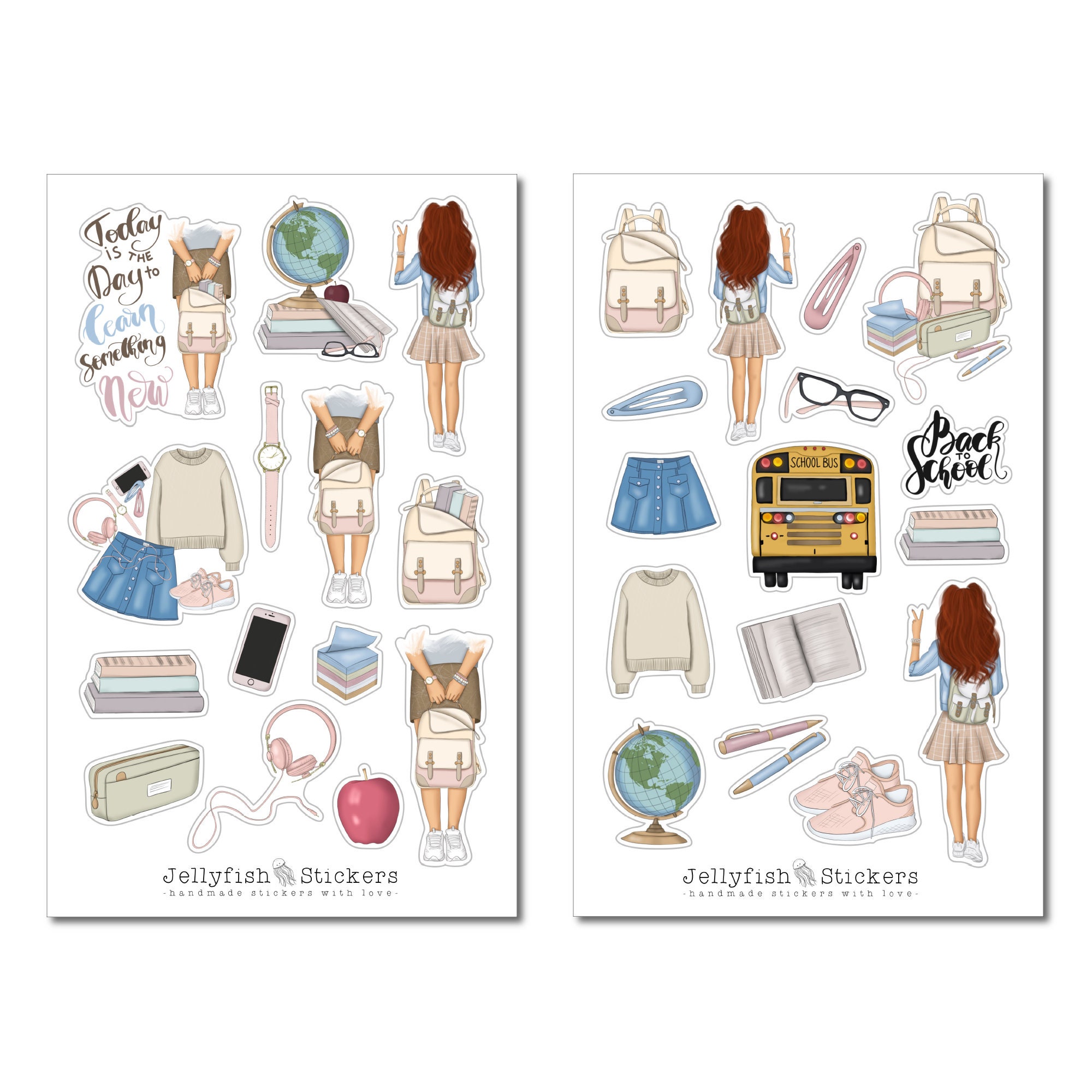 Mädchen Schule Sticker Set Journal Sticker Planer Sticker - Etsy.de