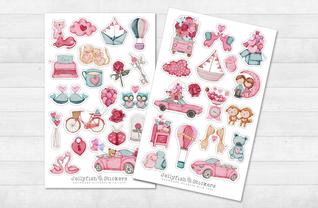 Valentinstag Liebe Sticker Set Aufkleber, Journal Sticker, Planer ...