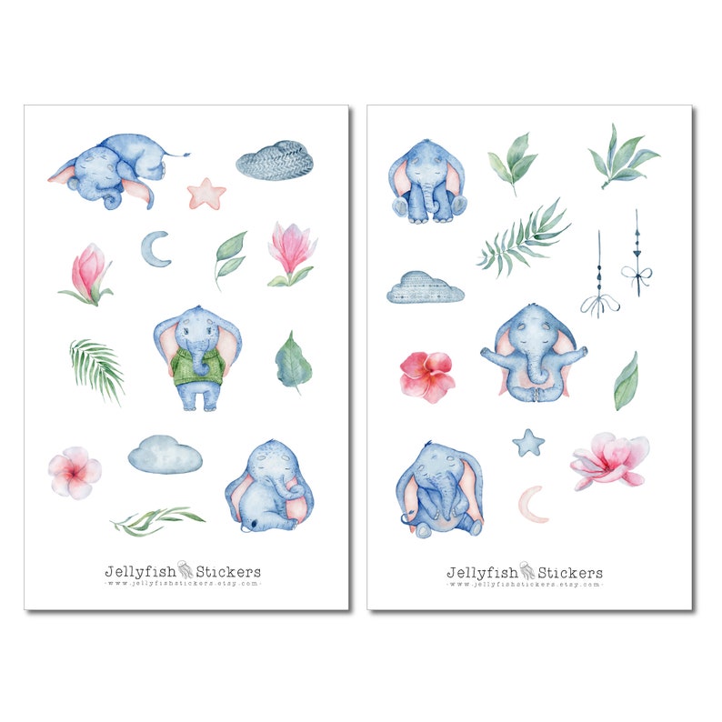 Cute Elephant Sticker Set Journal Sticker Planner Sticker - Etsy