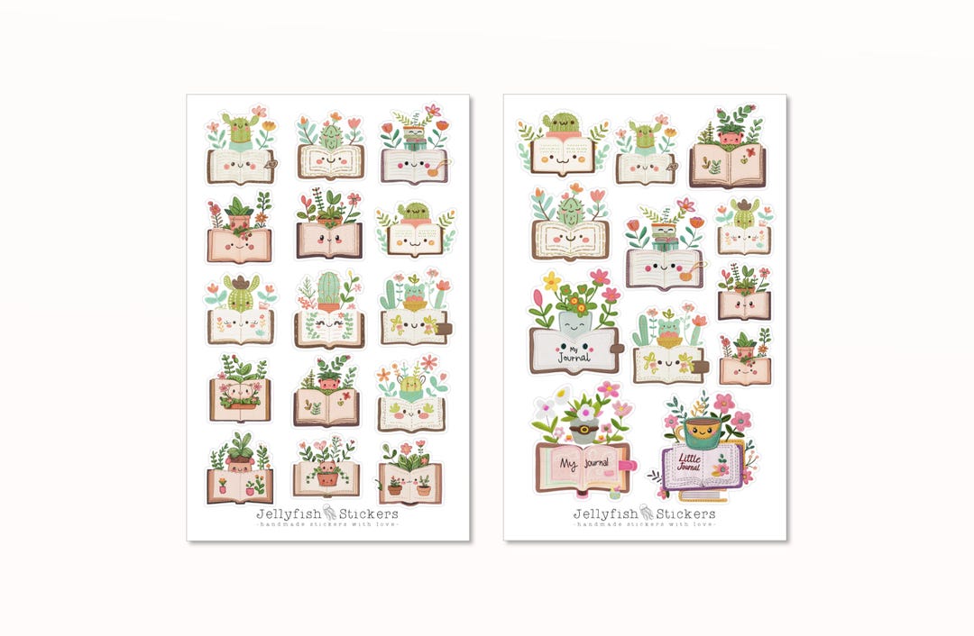 Niedliche Bücher Sticker Set Aufkleber, Journal Sticker, Planer Sticker ...