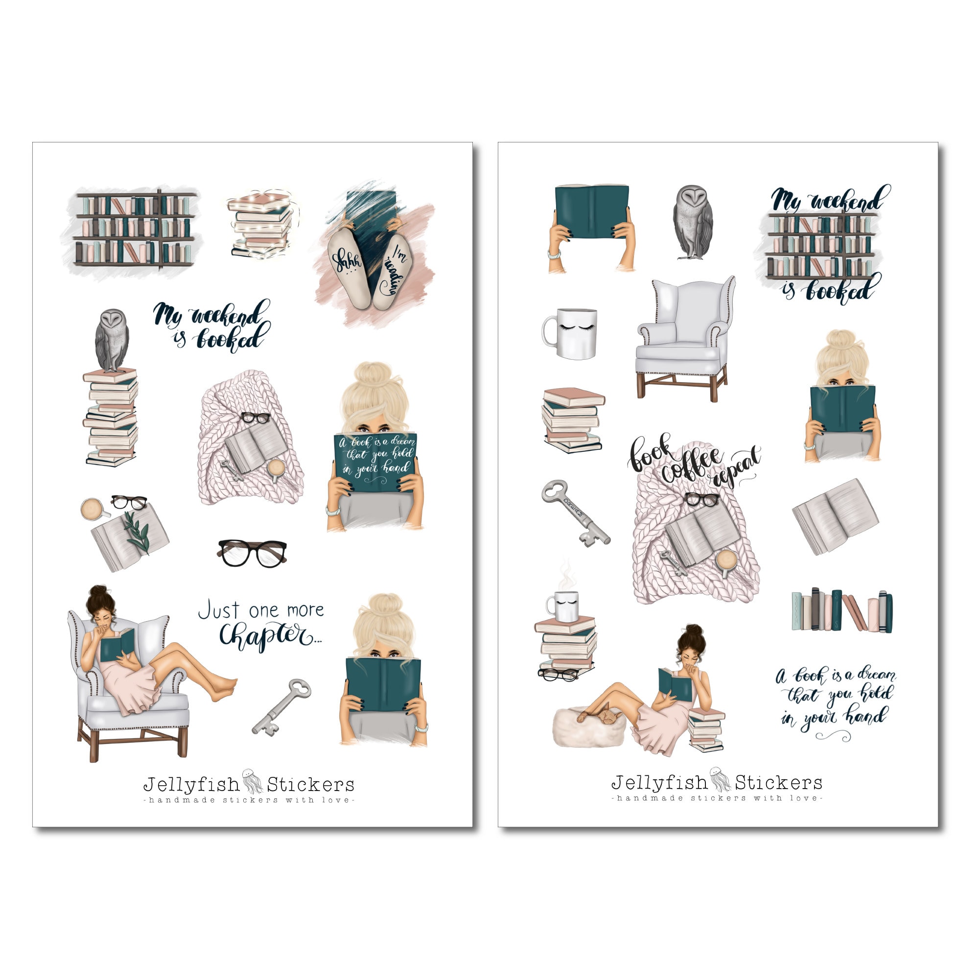 Mädchen Bücher Sticker Set Aufkleber Journal Sticker - Etsy.de