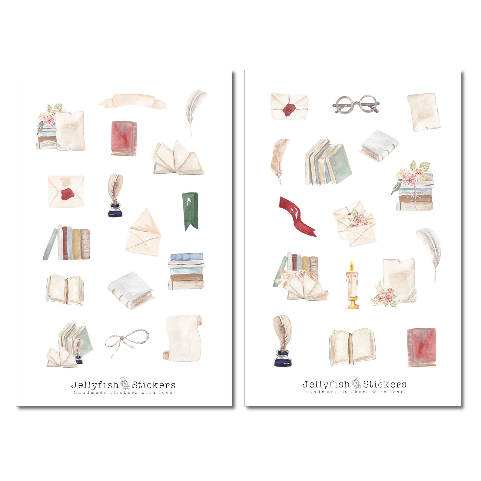 Bücher Sticker Set - Aufkleber, Journal Sticker, Planer Sticker ...