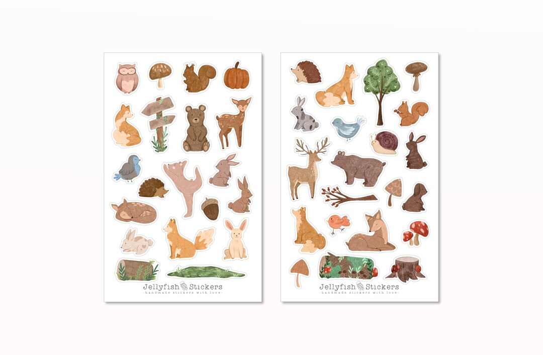 Forest Animals Sticker Set Stickers, Animal Stickers, Fox, Hedgehog ...