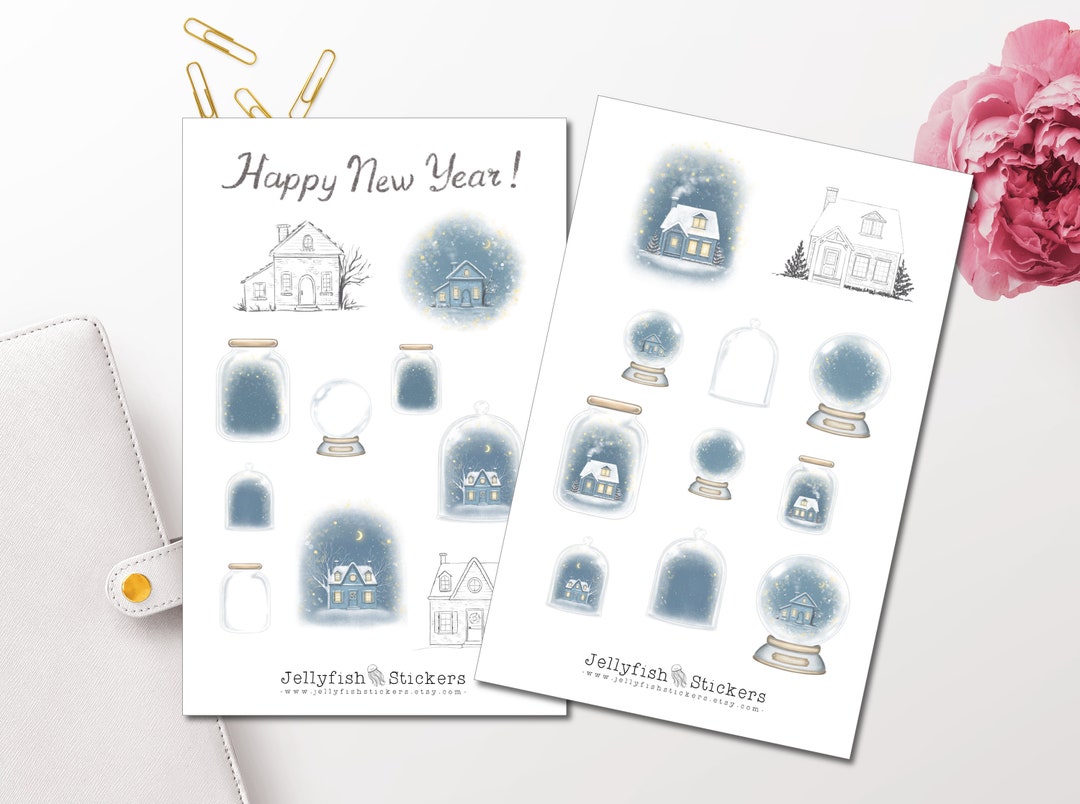 Snow Globe Sticker Set Journal Stickers Planner Stickers Sticker ...