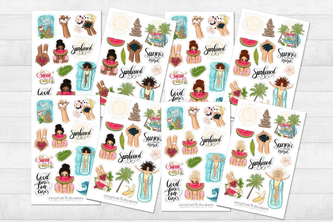 Girls Summer Sticker Set - Stickers, Journal Stickers, Planner Stickers ...