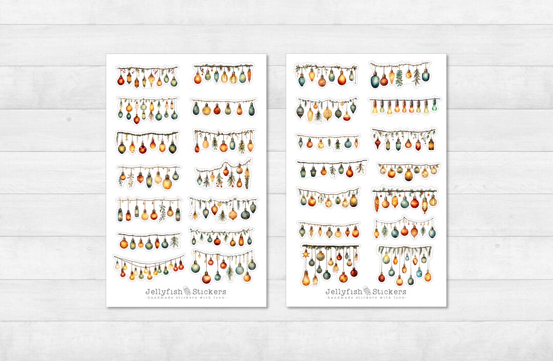 Christmas Lights Sticker Set - Journal Stickers, Planner Stickers ...