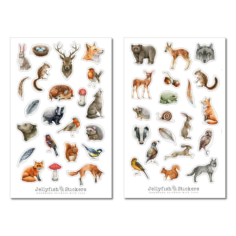Forest Animals Sticker Set Journal Sticker Sticker Nature - Etsy
