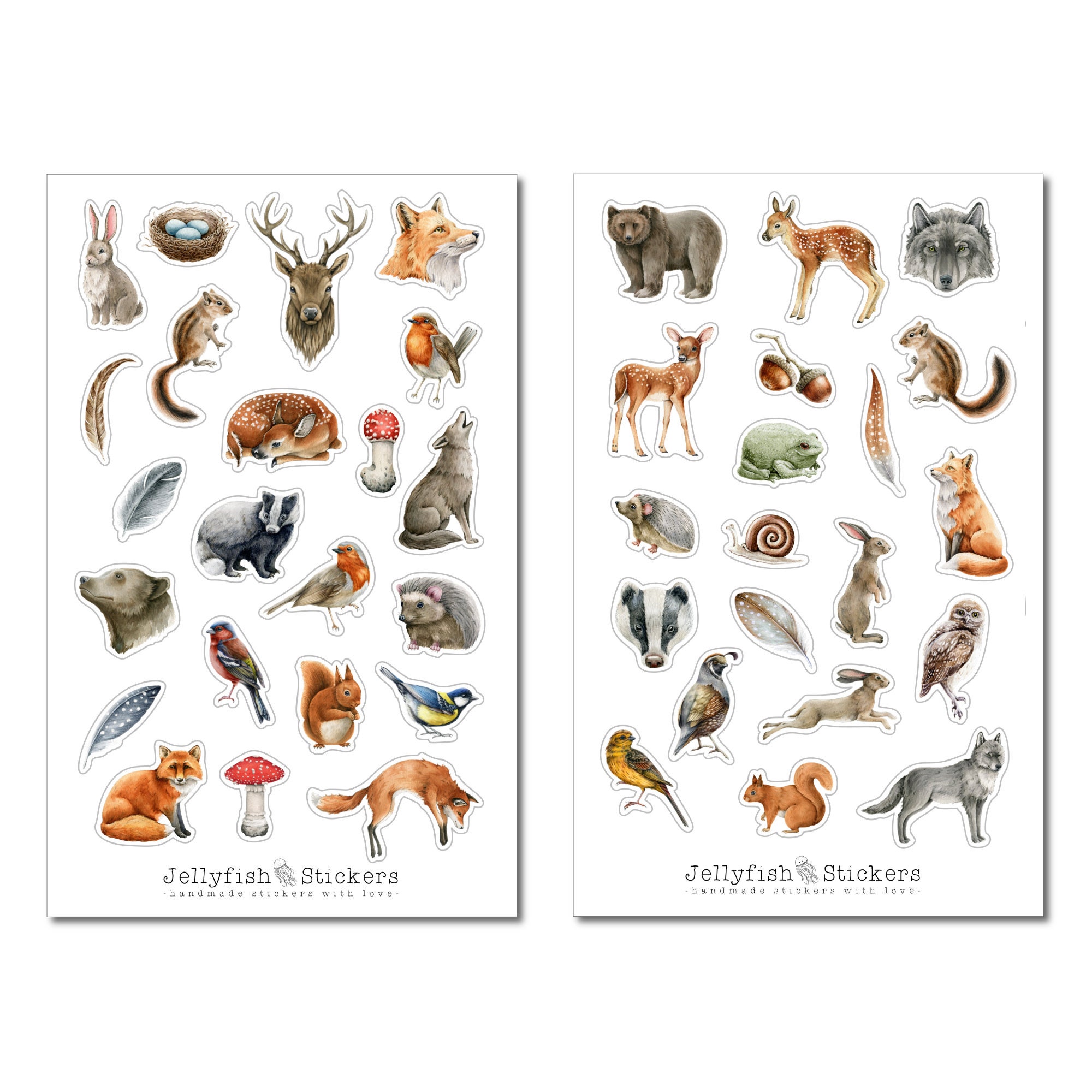 Forest Animals Sticker Set - Journal Stickers, Nature Stickers, Forest ...