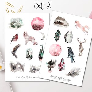 Forest and Moon Sticker Set - Stickers Journal Sticker Planner Sticker ...