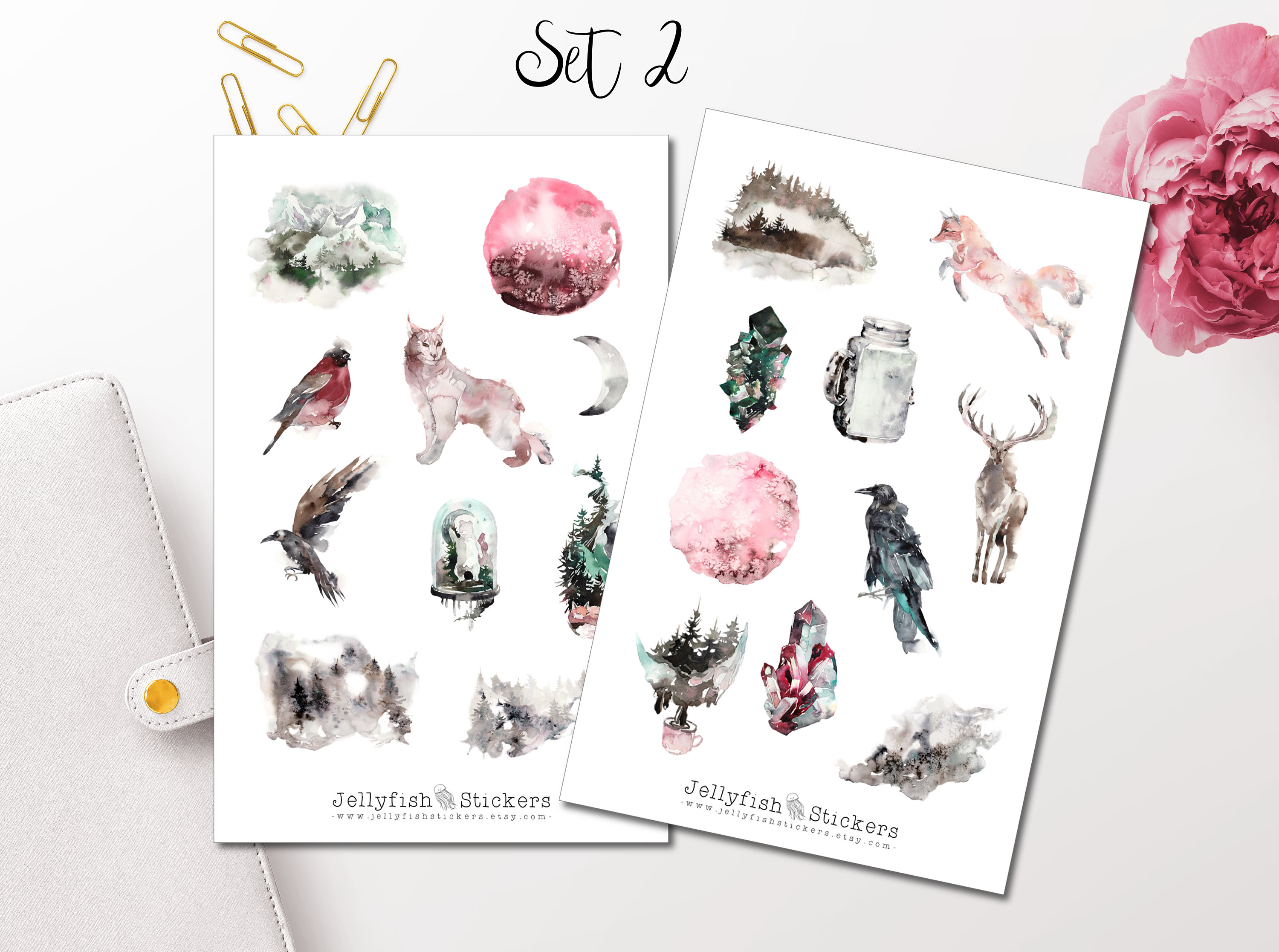 Forest and Moon Sticker Set Sticker Journal Sticker Planner - Etsy