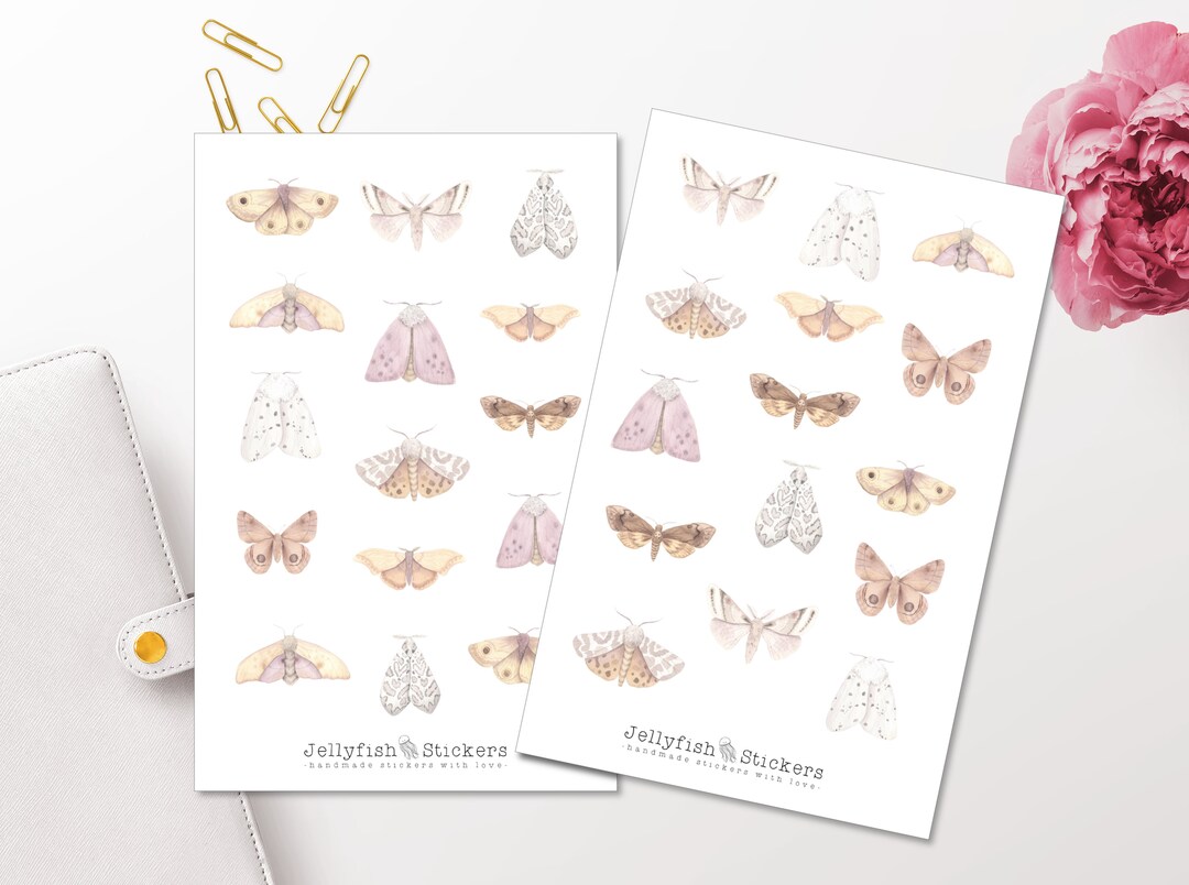 Moth Sticker Set Journal Stickers, Planner Stickers, Insects, Nature ...