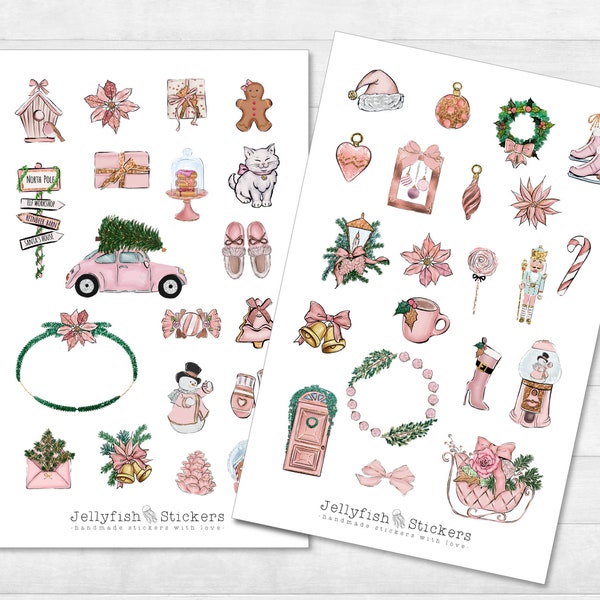 Pink Santa Stickers - Etsy