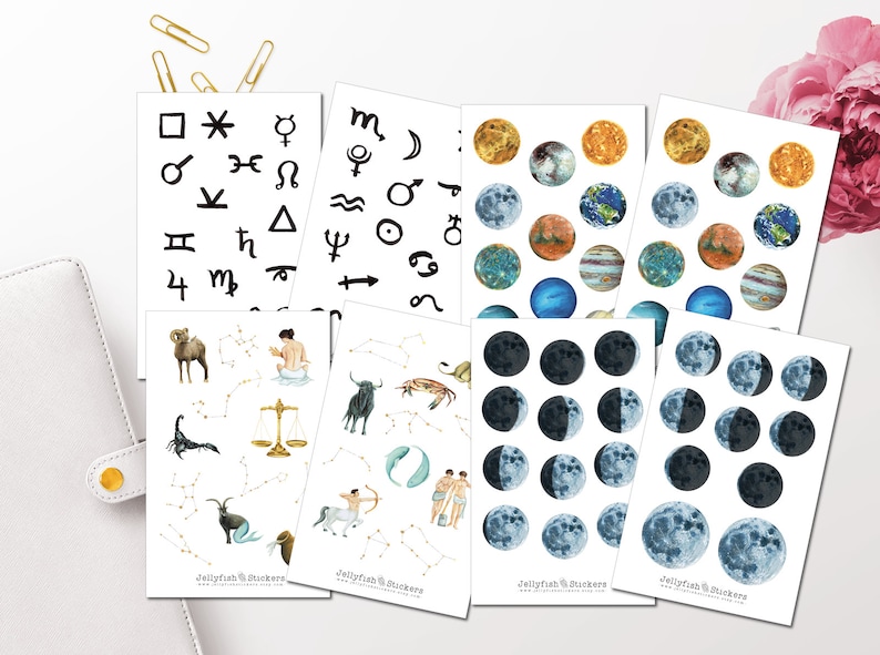 Astrology Sticker Set - Sticker Moon Journal Sticker, Moon Phases ...