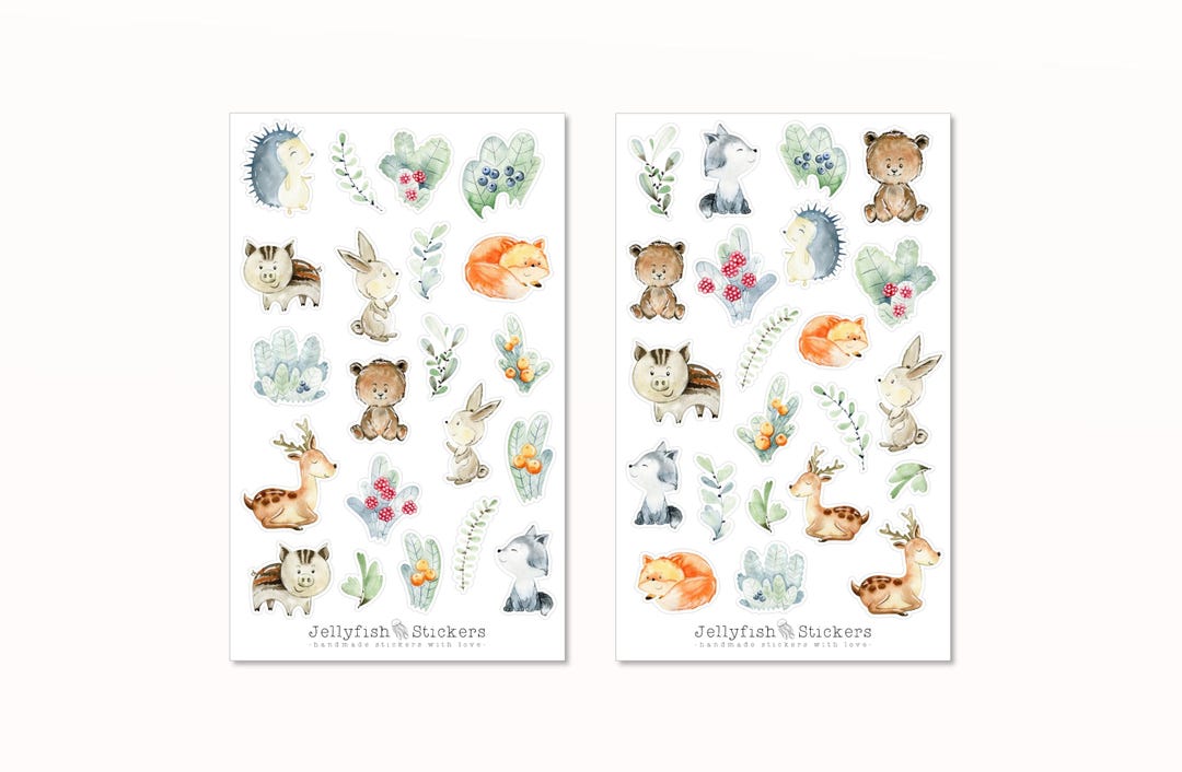 Forest Animals Sticker Set - Journal Stickers, Planner Stickers, Cute ...