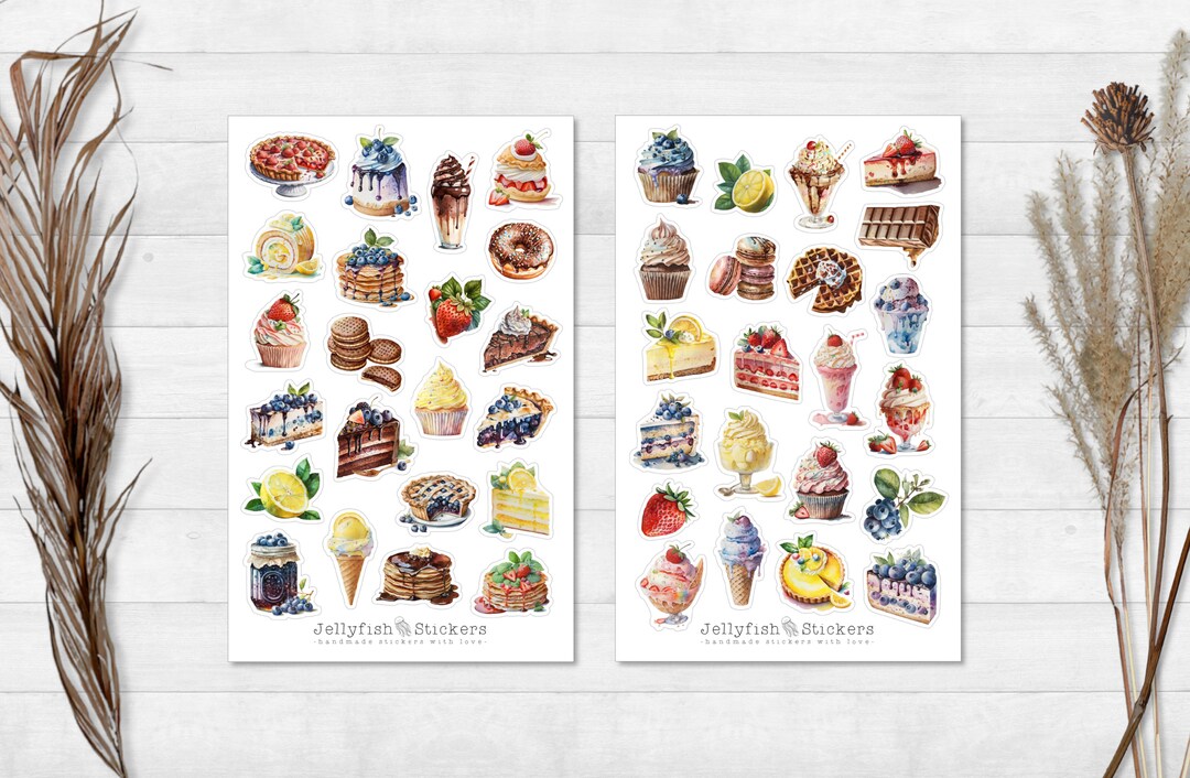 Cakes and Pastries Sticker Set Stickers, Journal Stickers, Planner ...