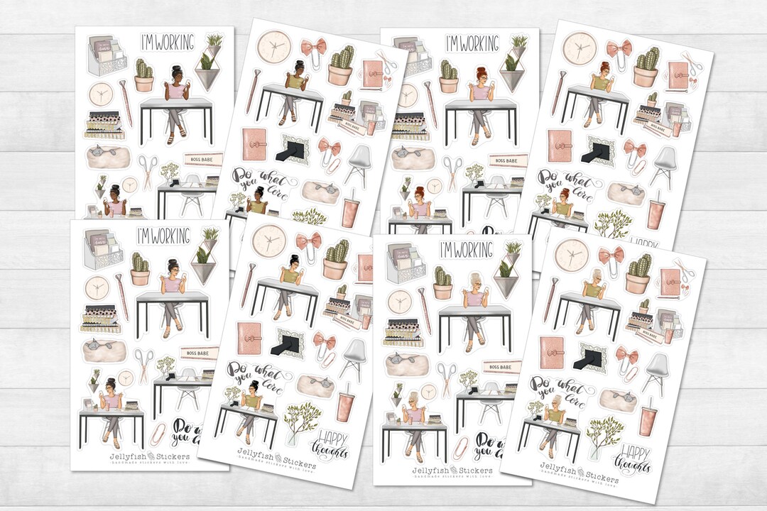 Girls Home Office Sticker Set - Journal Stickers, Planner Stickers ...