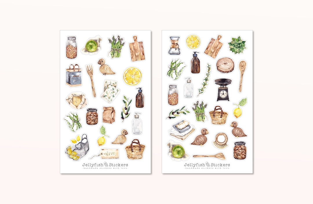 Sustainable Kitchen Sticker Set - Cookbook Stickers, Journal Stickers ...