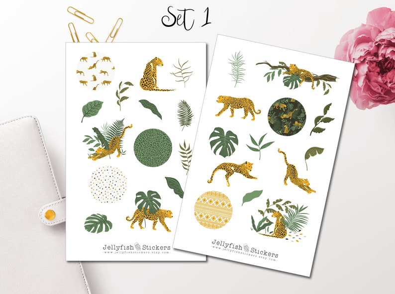 Leopard and Tiger Sticker Set Journal Planner Stickers | Etsy