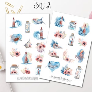 Maritime Watercolor Sticker Set Sticker Sea Journal Sticker Anchor ...