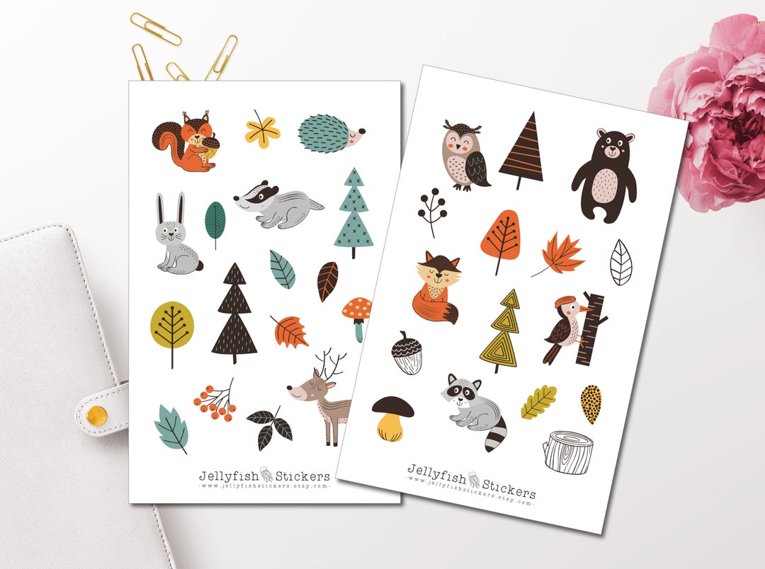 Scandinavian Forest Animals Sticker Set - Stickers Animals Journal ...