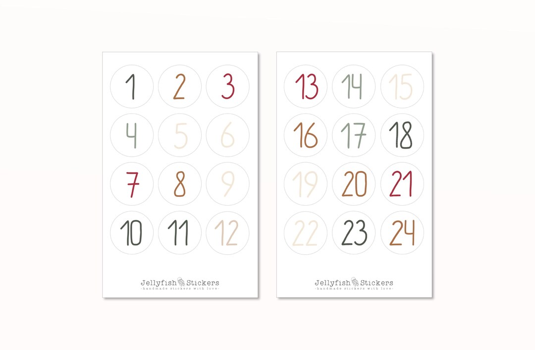 Advent Calendar Number Sticker Set - Journal Stickers, Stickers ...