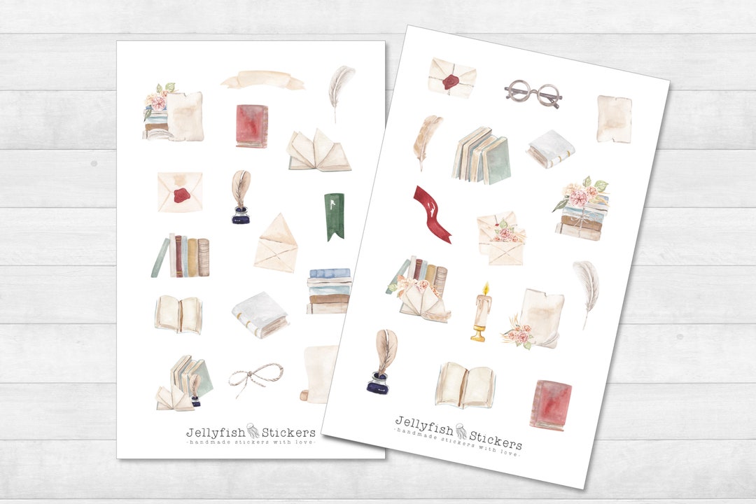 Bücher Sticker Set Aufkleber, Journal Sticker, Planer Sticker, Sticker ...
