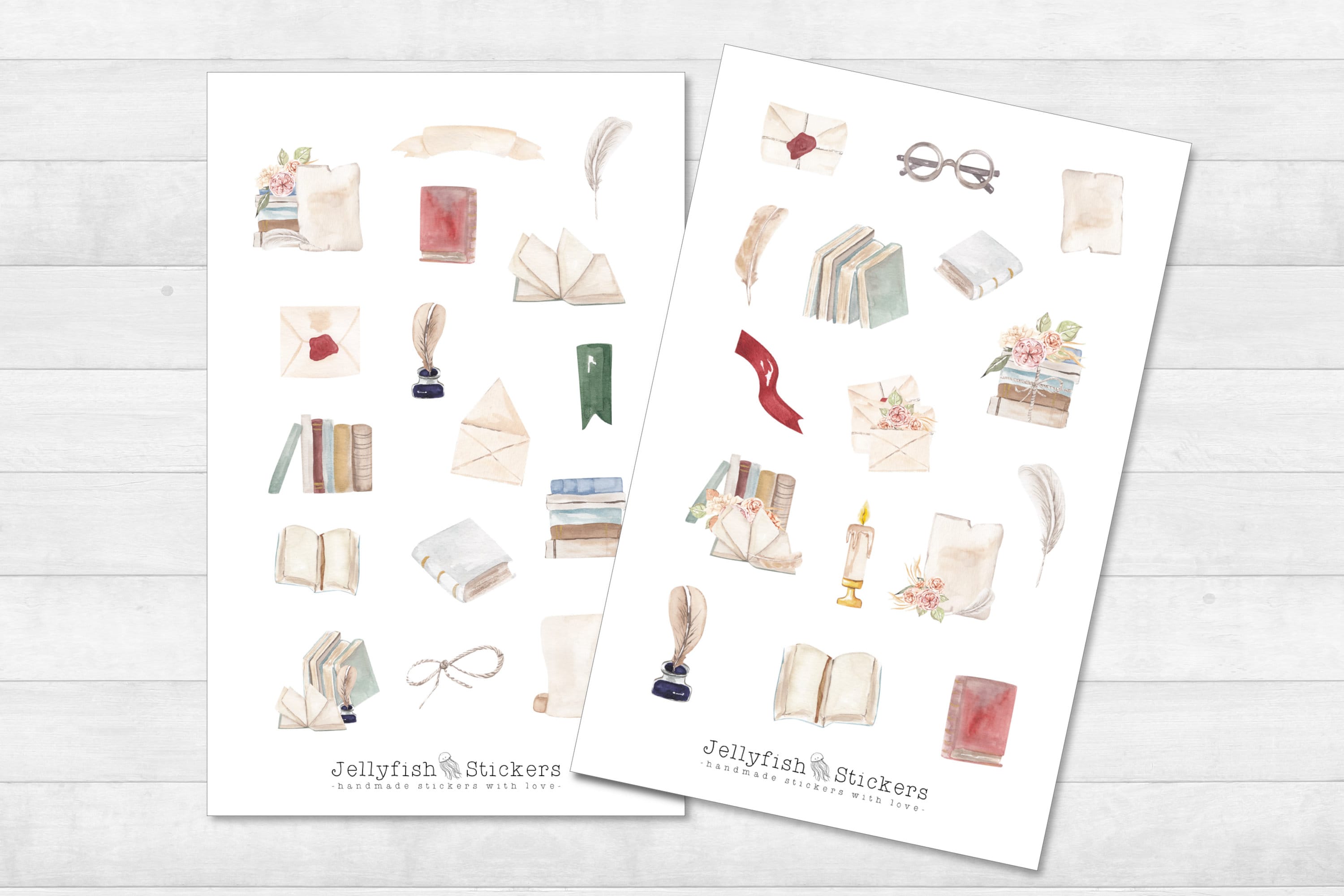 Bücher Sticker Set - Aufkleber, Journal Sticker, Planer Sticker ...