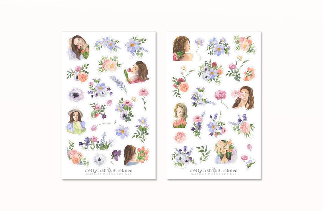 Spring Sticker Set - Journal Stickers, Planner Stickers, Flowers ...