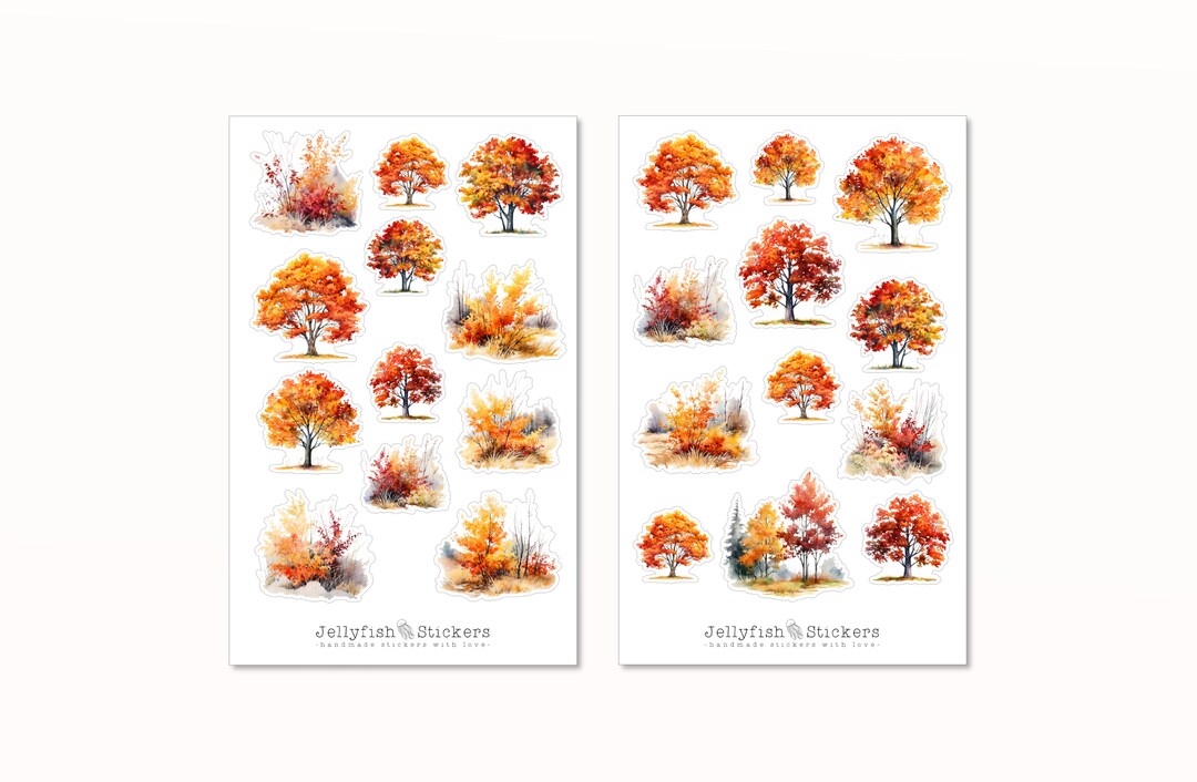 Autumn Trees Sticker Set Journal Stickers, Planner Stickers, Autumn ...