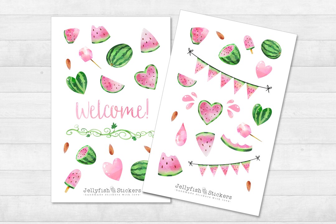 Watermelon Sticker Set Food and Drink Stickers, Journal Stickers ...