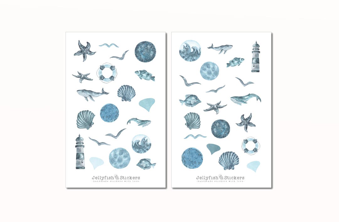 Maritime Sticker Set - Sea Stickers, Journal Stickers, Shell Stickers ...