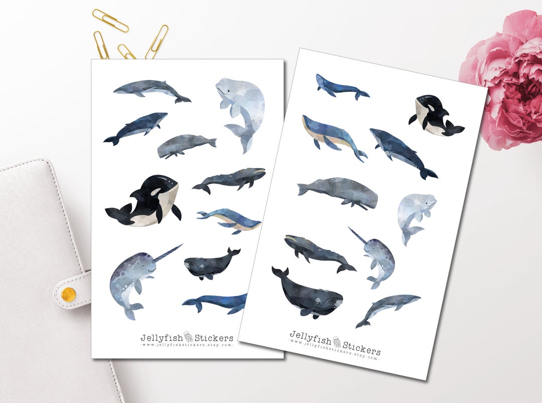 Whales Sticker Set Cute Stickers Journal Stickers Planner Stickers ...