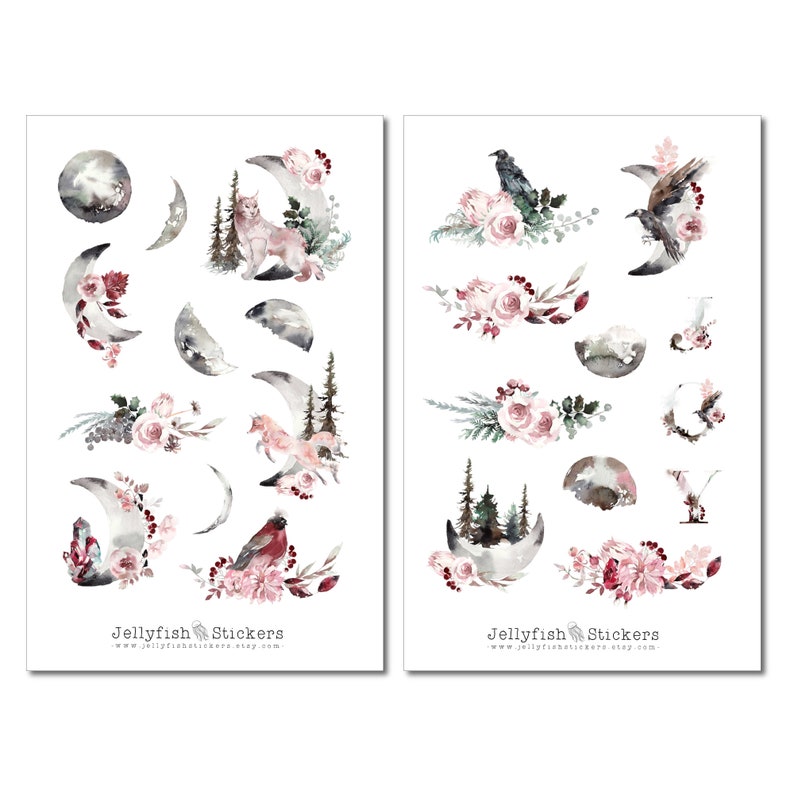 Forest and Moon Sticker Set - Stickers Journal Sticker Planner Sticker ...