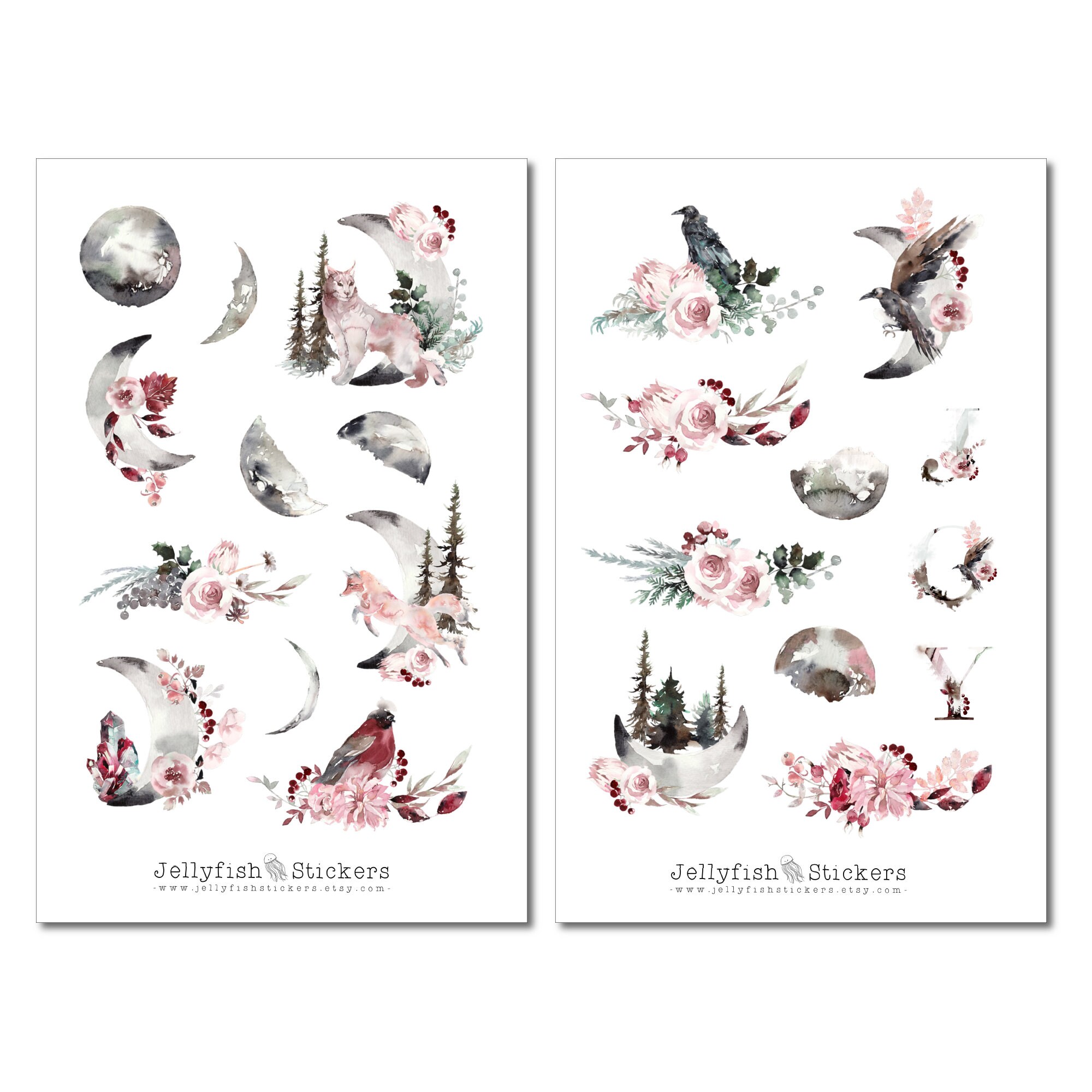 Forest and Moon Sticker Set Sticker Journal Sticker Planner - Etsy