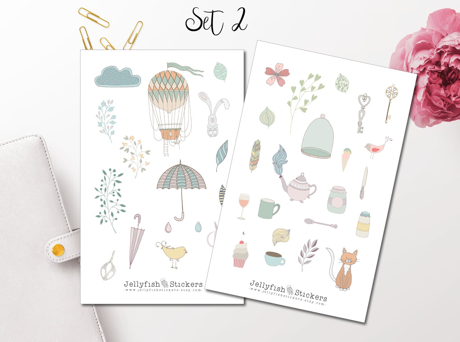 Retro Pastel Sticker Set Sticker Animals Sticker Coffee | Etsy