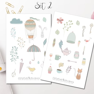 Retro Pastel Sticker Set Sticker Animals Sticker Coffee and Cake ...