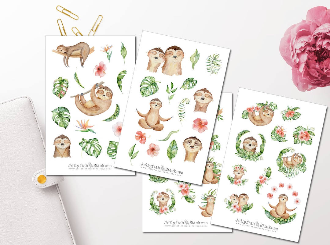 Sloths in Love Sticker Set - Journal Sticker Planner Sticker Sticker ...